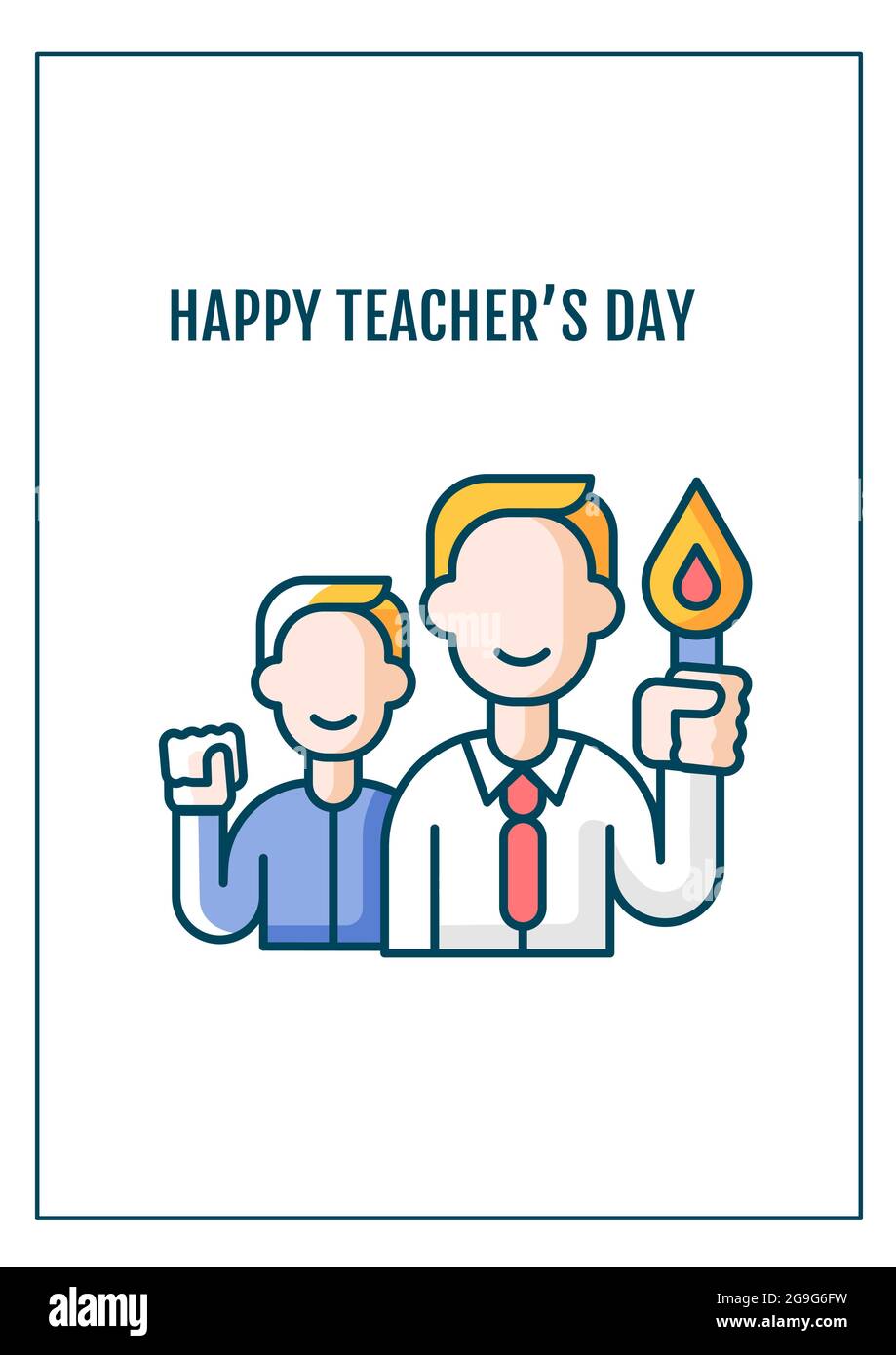 Happy teacher day greeting card with color icon element Stock Vector ...
