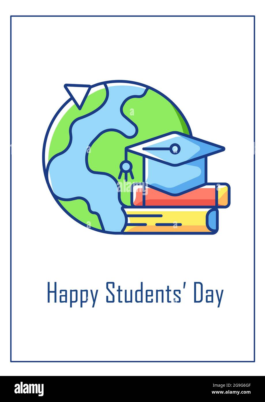 Happy students day greeting card with color icon element Stock Vector ...