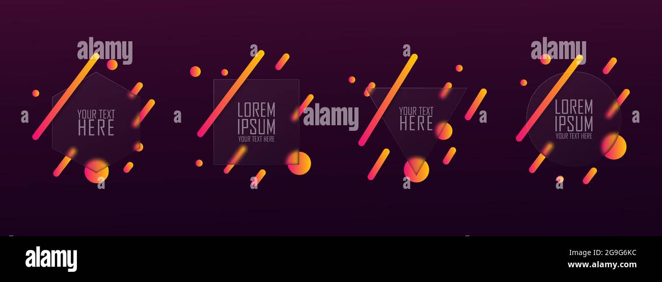 Speech Bubble Banner Set With Blank Text Glassmorphism Style For Business Marketing And