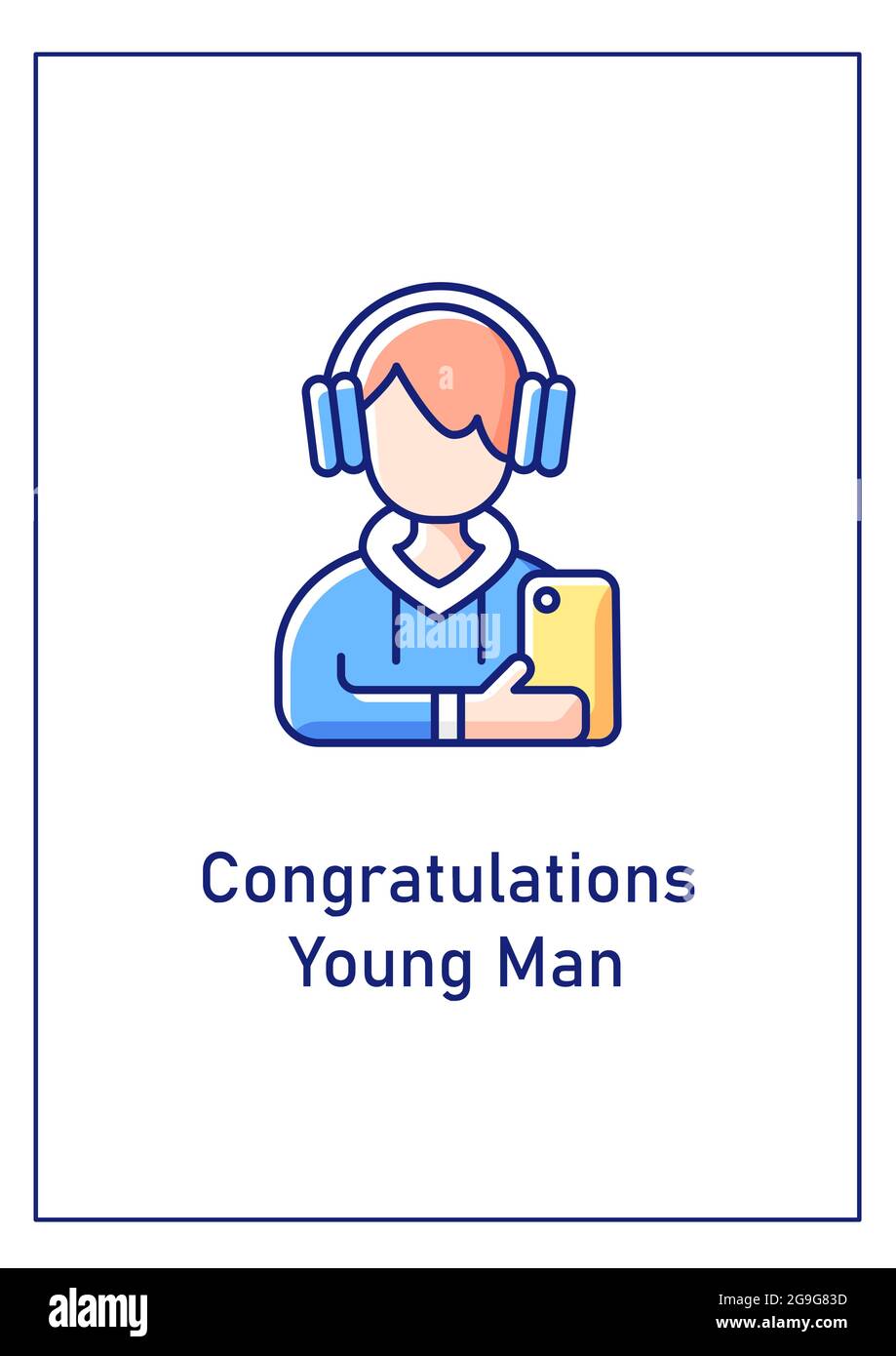 Congratulations young man greeting card with color icon element Stock ...
