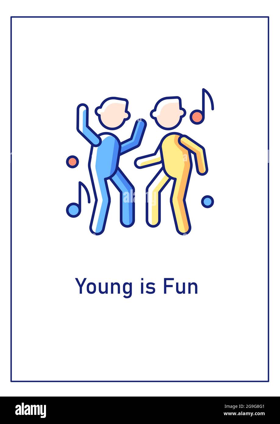 Being young is fun greeting card with color icon element Stock Vector ...