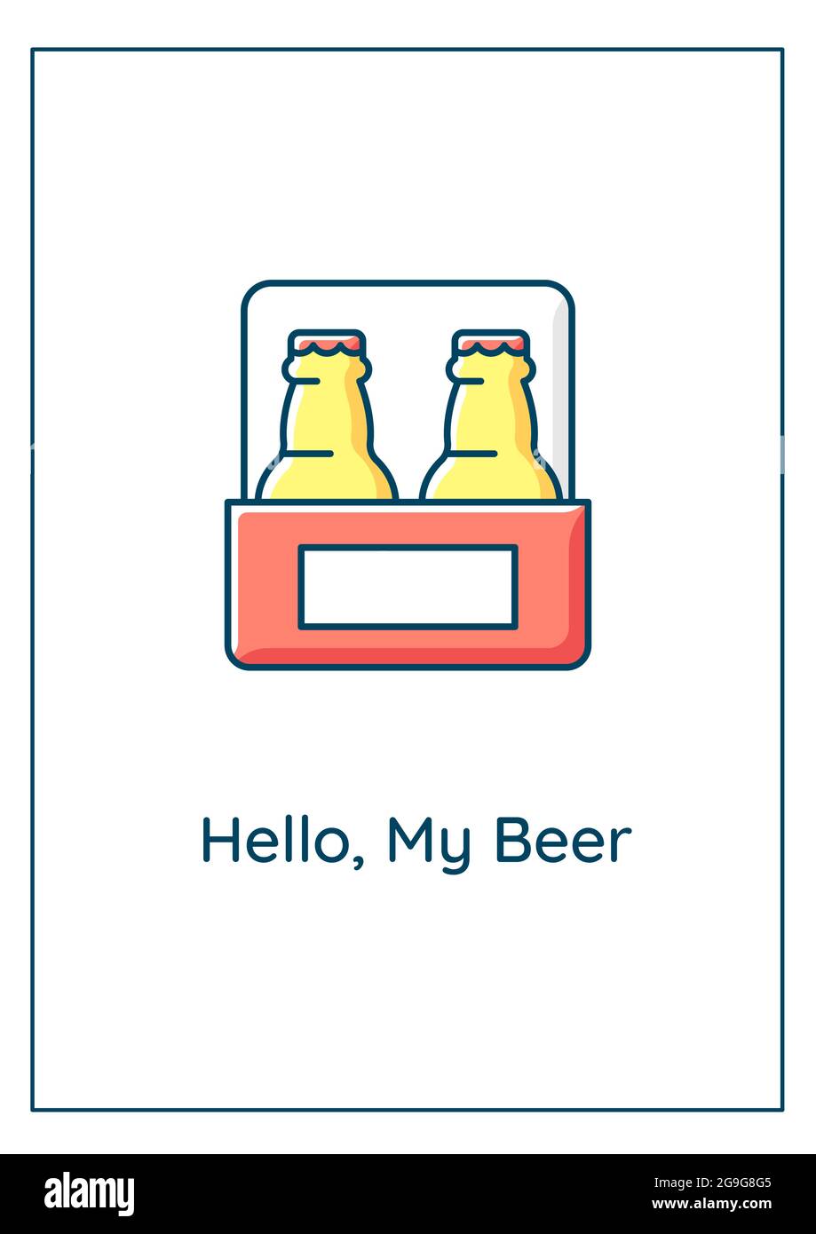 Hello my beer greeting card with color icon element Stock Vector Image ...