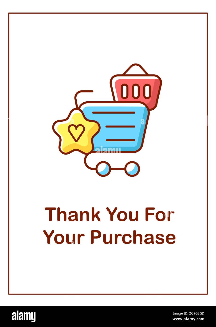 Thank you for purchase greeting card with color icon element Stock ...