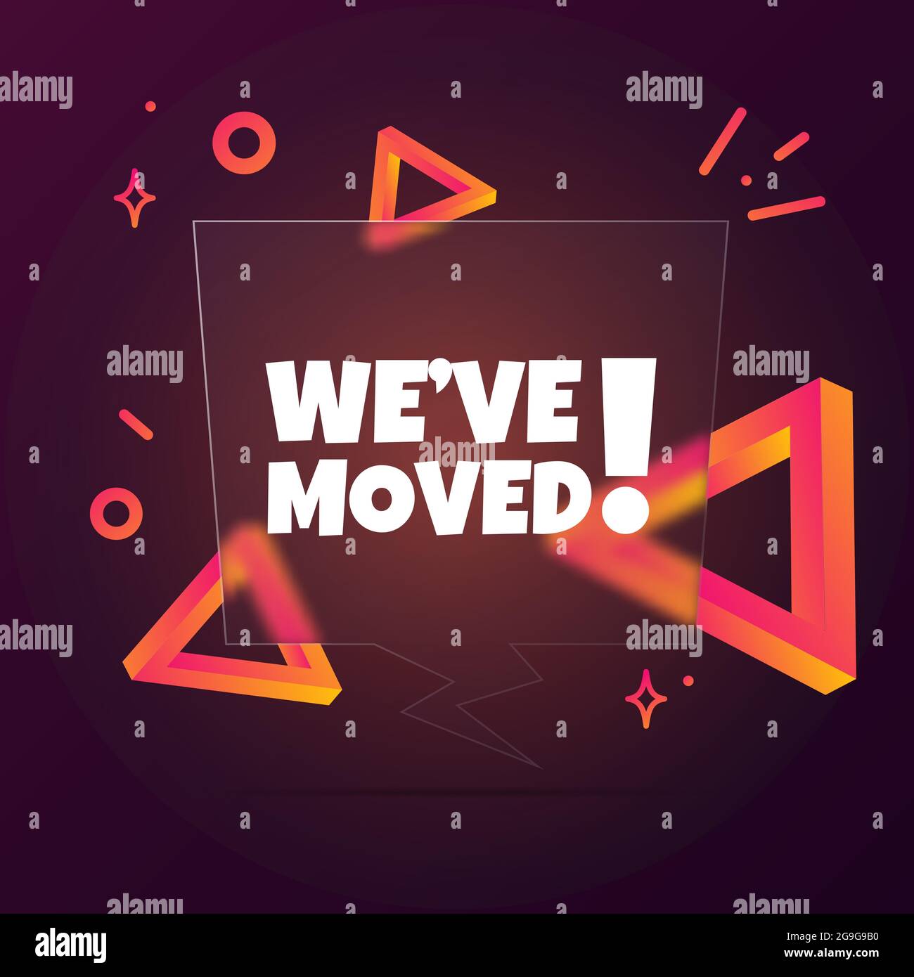 We have moved. Speech bubble banner with We have moved text ...