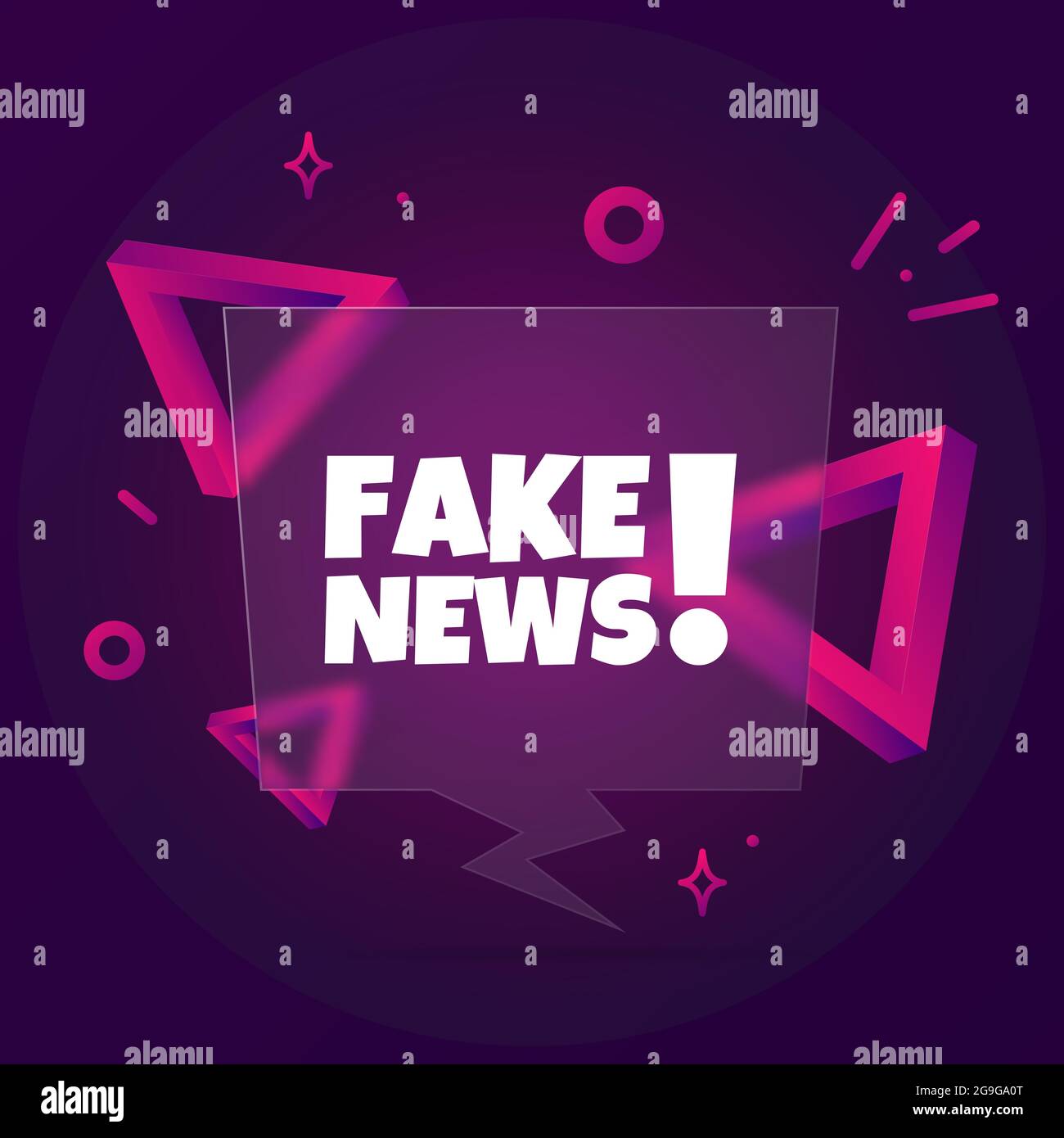 Fake news. Speech bubble banner with Fake news text. Glassmorphism ...
