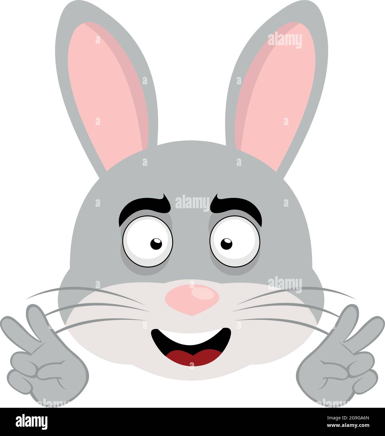 Vector illustration of emoticon of the face of a cartoon rabbit making ...