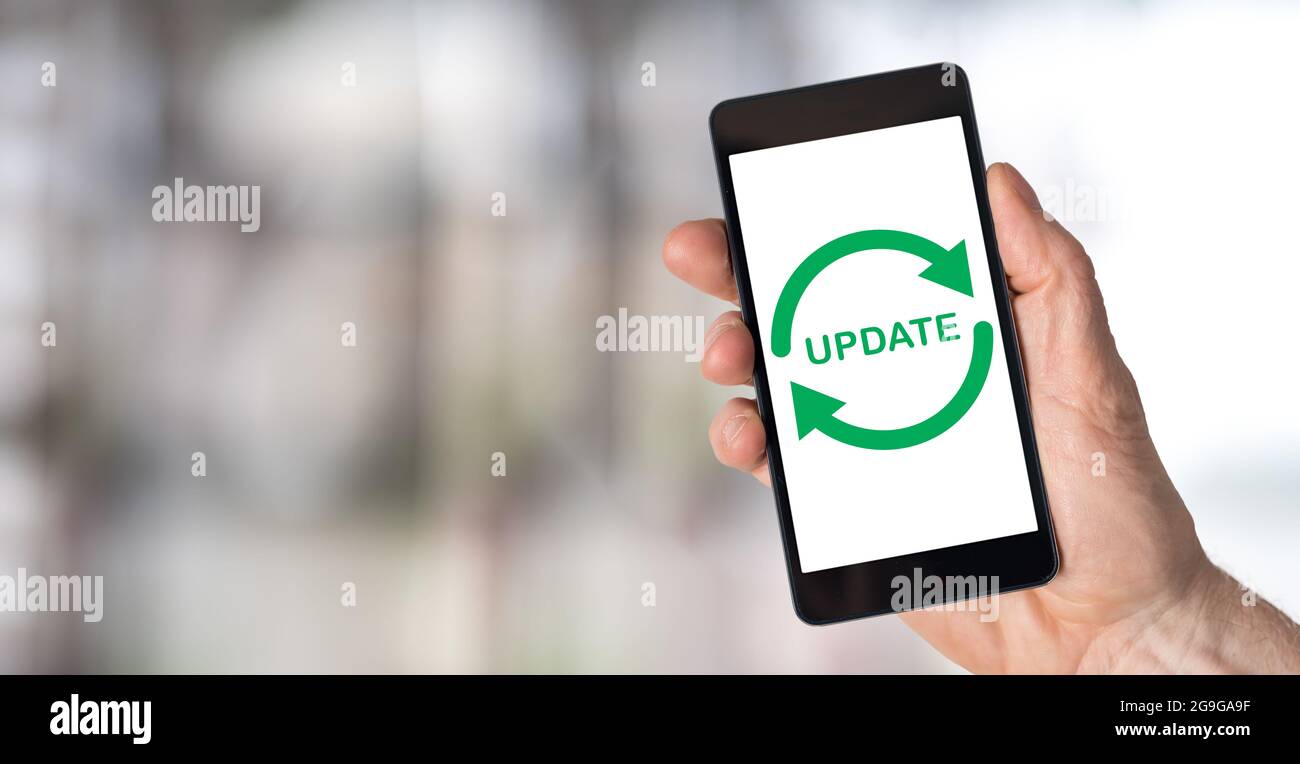 Smartphone screen displaying an update concept Stock Photo - Alamy