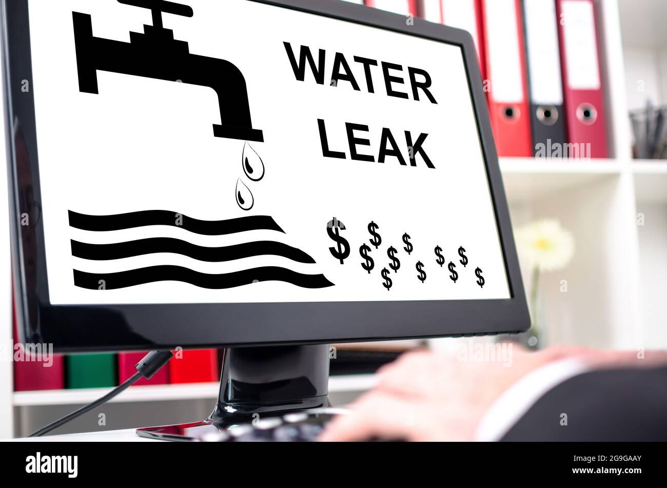 Water leak concept shown on a computer screen Stock Photo - Alamy