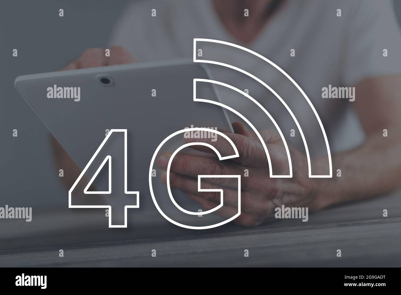 4g network concept illustrated by a picture on background Stock Photo ...