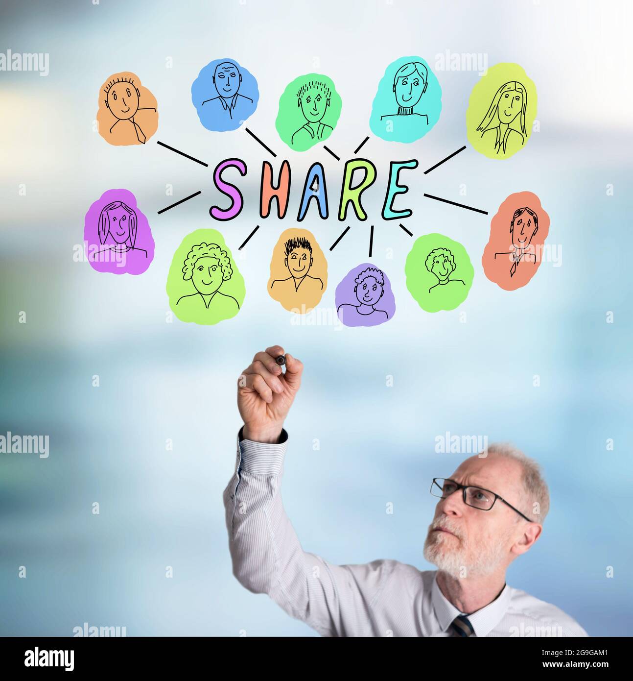 Share concept drawn by a businessman Stock Photo - Alamy