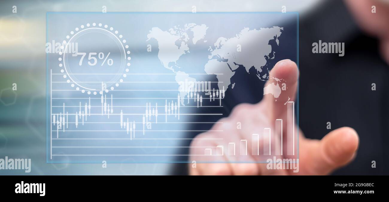 Man touching a digital graph on a touch screen with his finger Stock ...