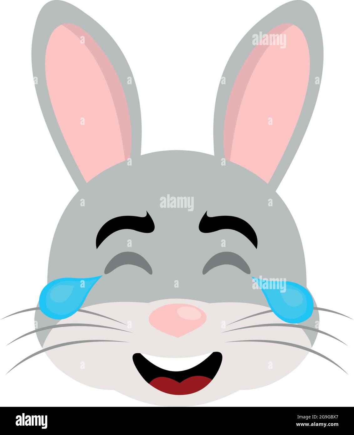 Vector emoticon illustration of the face of a cartoon rabbit crying ...