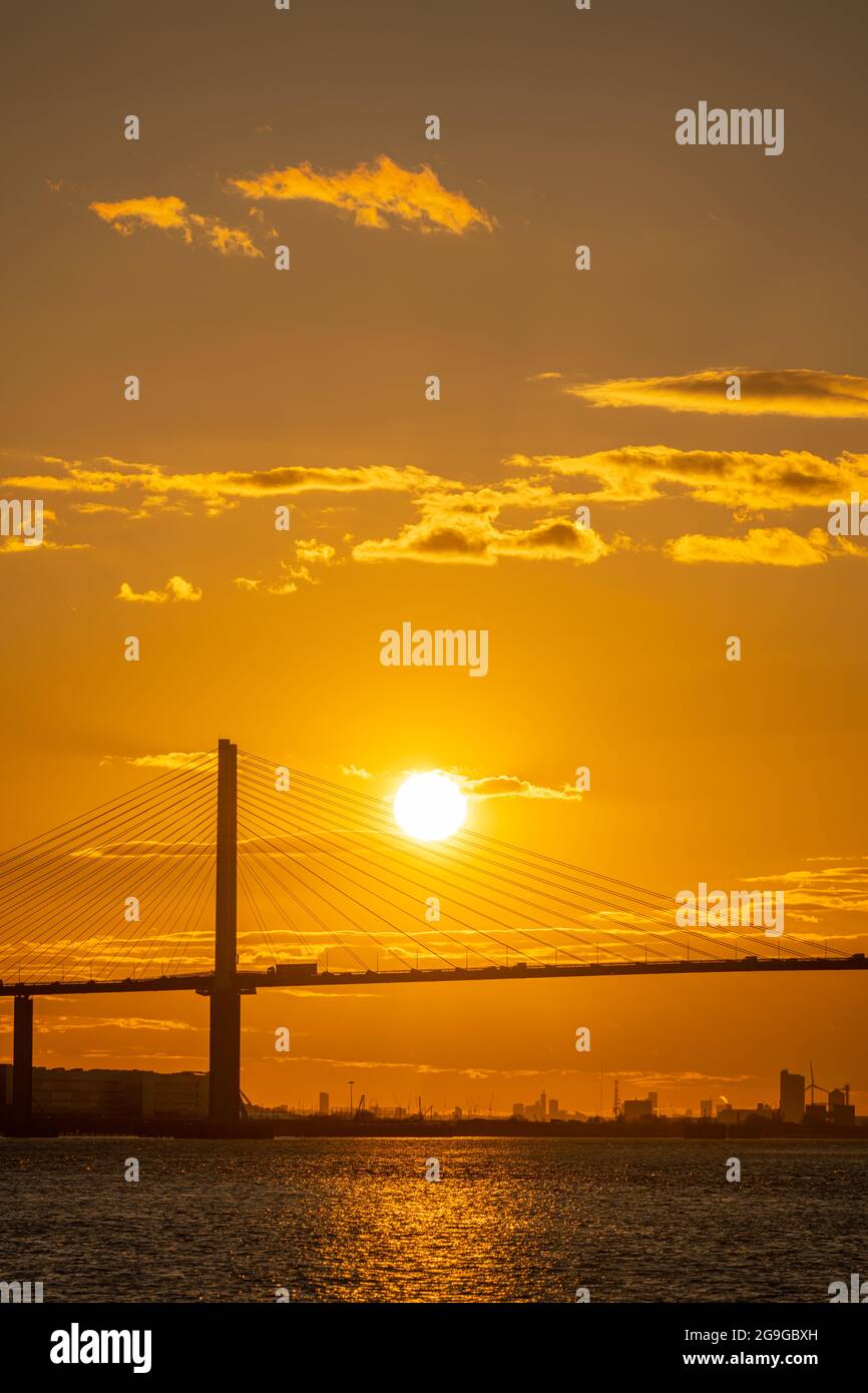 The Dartford Bridge across the Thames between Dartford and Thurrock at ...