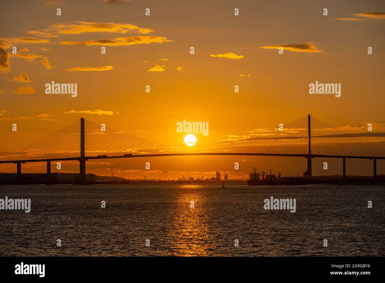 The Dartford Bridge across the Thames between Dartford and Thurrock at ...
