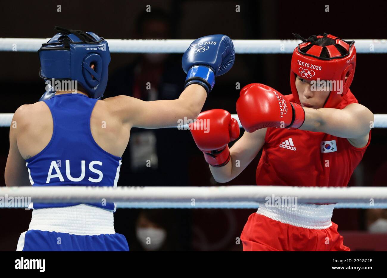 26th July, 2021. Women's featherweight boxing South Korean boxer Im Ae ...