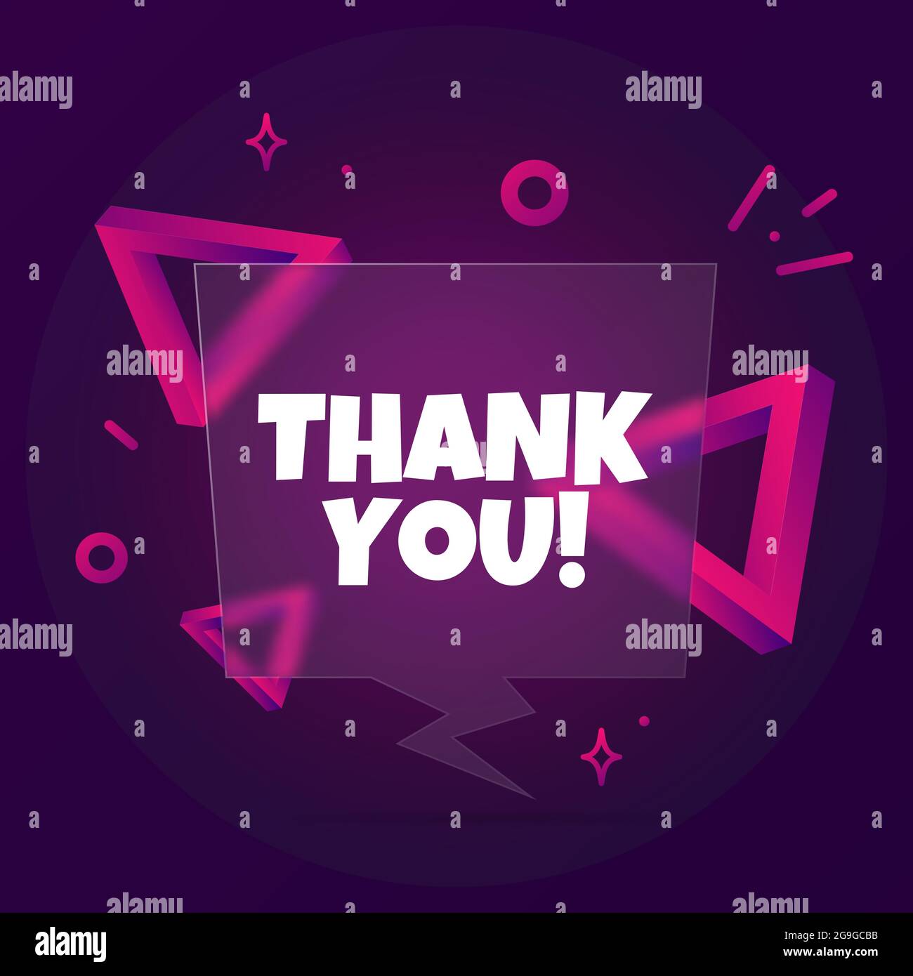 Thank you. Speech bubble banner with Thank you text. Glassmorphism ...