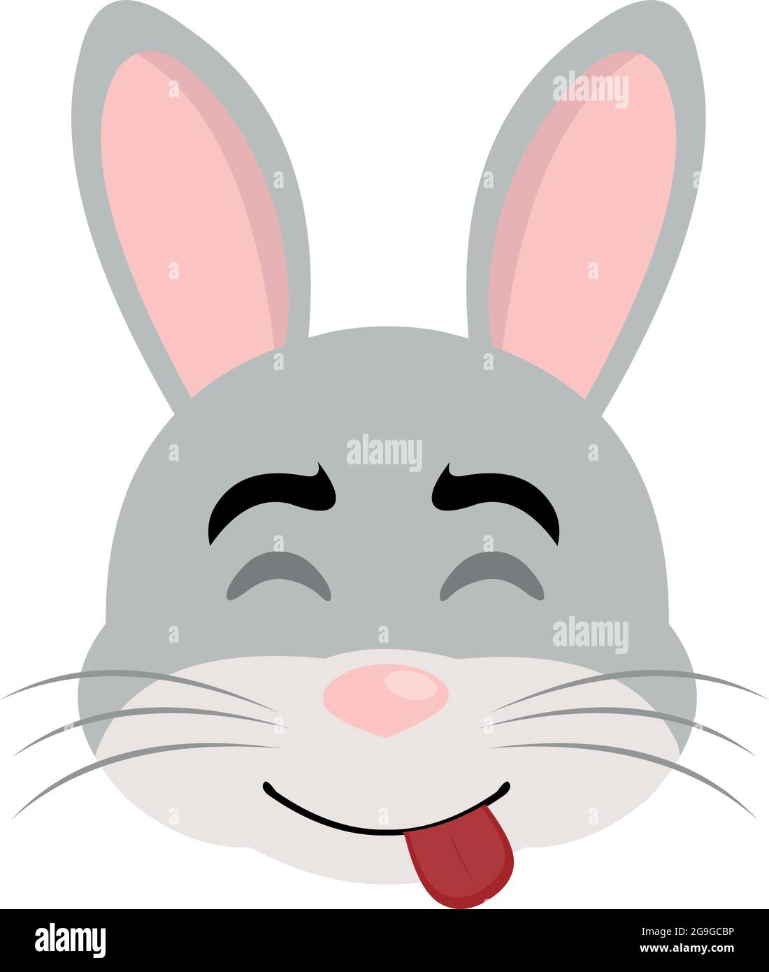 Vector emoticon illustration of a cartoon rabbit's face with a ...