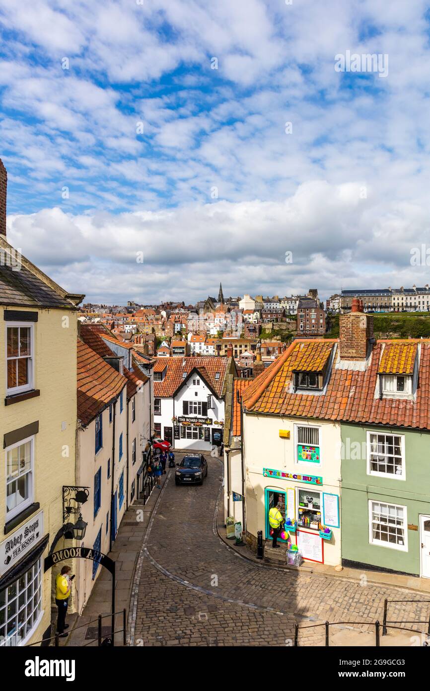Whitby Town, Yorkshire, UK, England, overview of Whitby UK, streets ...