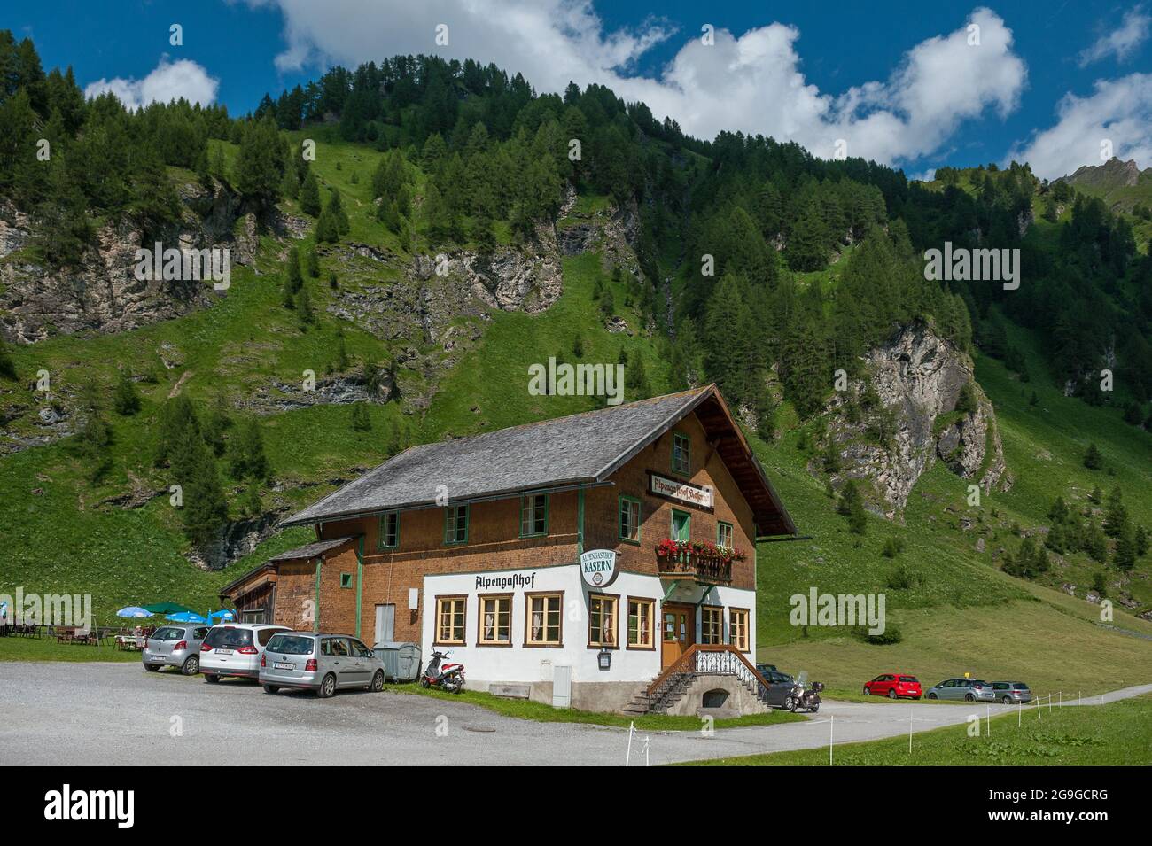 Alpengasthof Kasern, Kasern bei Innerschmirn, Tirol, Österreich Stock ...