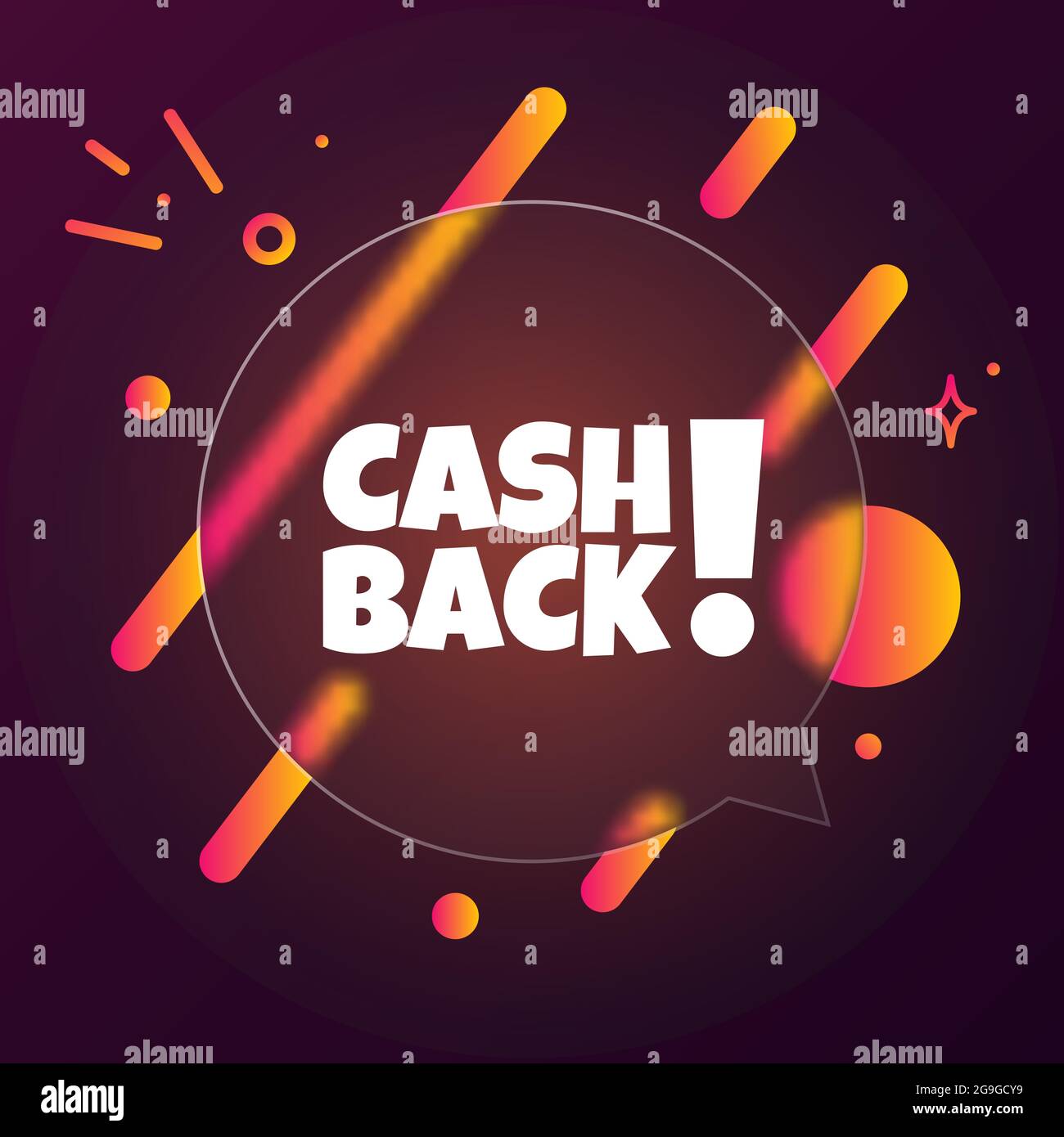 Cash back. Speech bubble banner with Cash back text. Glassmorphism ...