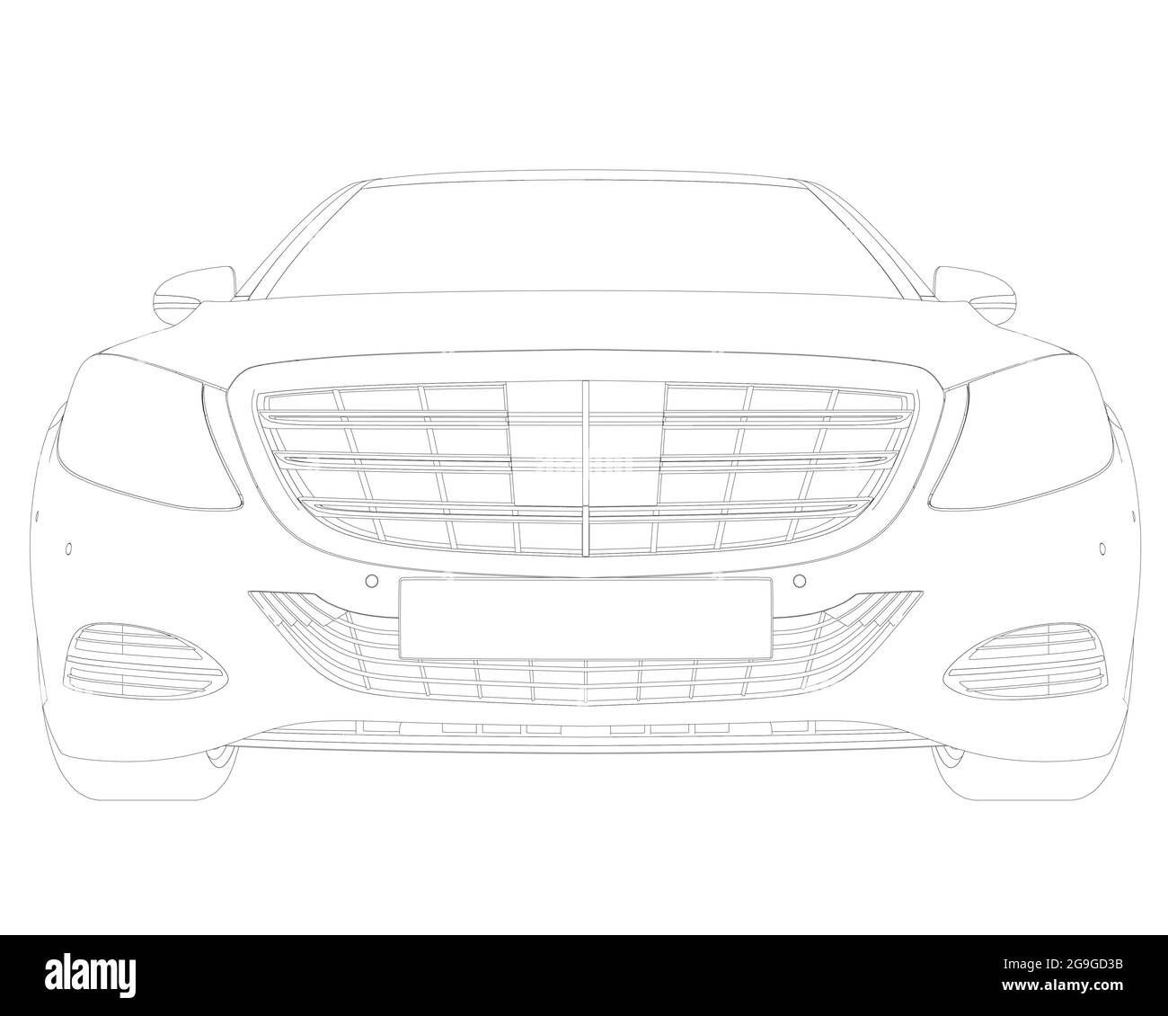Contour of the car isolated on a white background. Front view. Vector ...