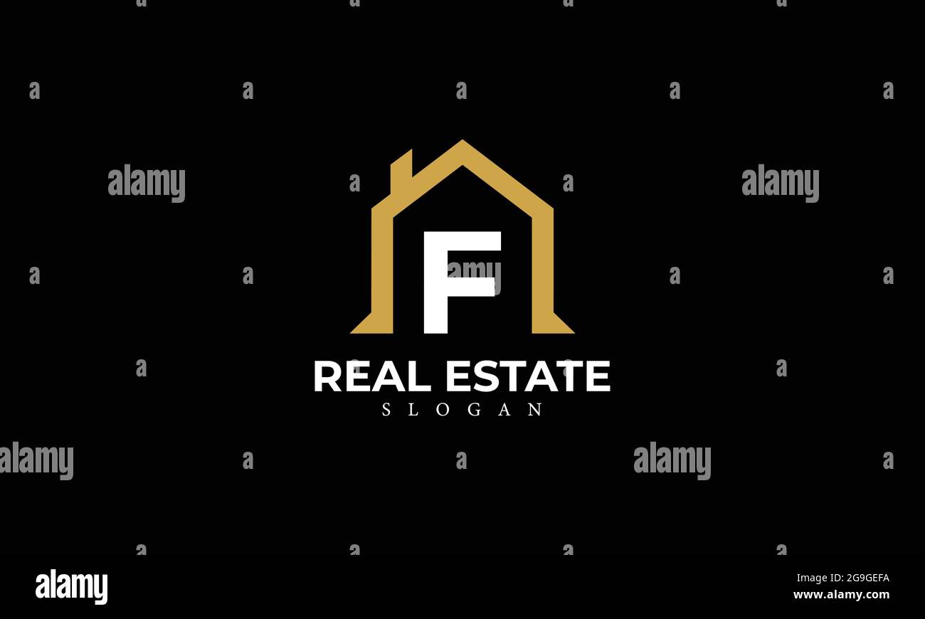 Alphabet F Real Estate Monogram Vector Logo Design, Letter F House Icon ...