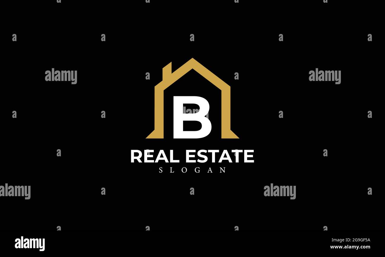 Alphabet B Real Estate Monogram Vector Logo Design, Letter B House Icon ...