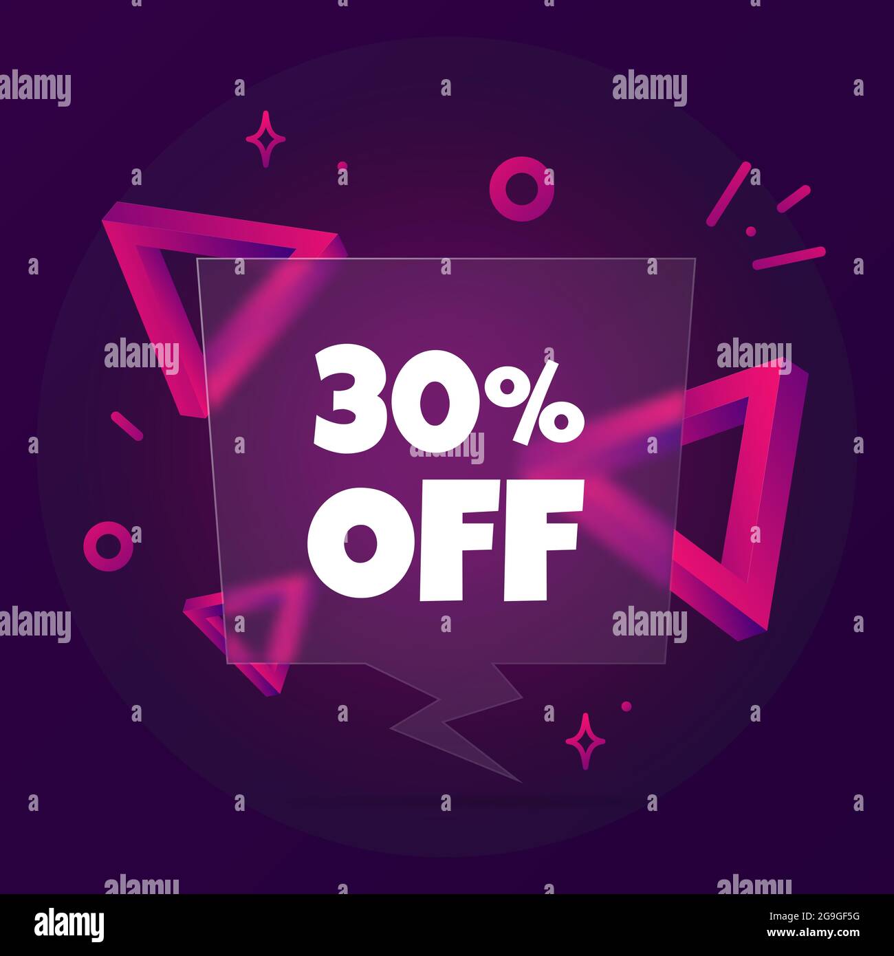 30 percent off. Speech bubble banner with 30 percent off text ...