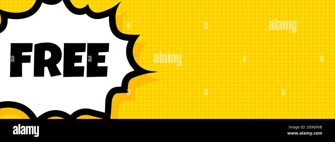 Free speech bubble banner. Pop art retro comic style. For business ...