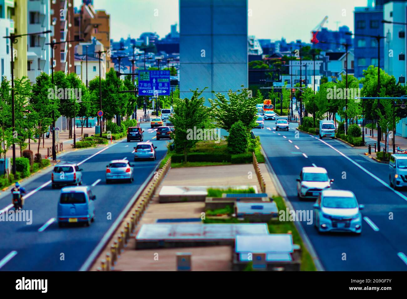 A miniature traffic jam at the avenue in the downtown in Tokyo ...
