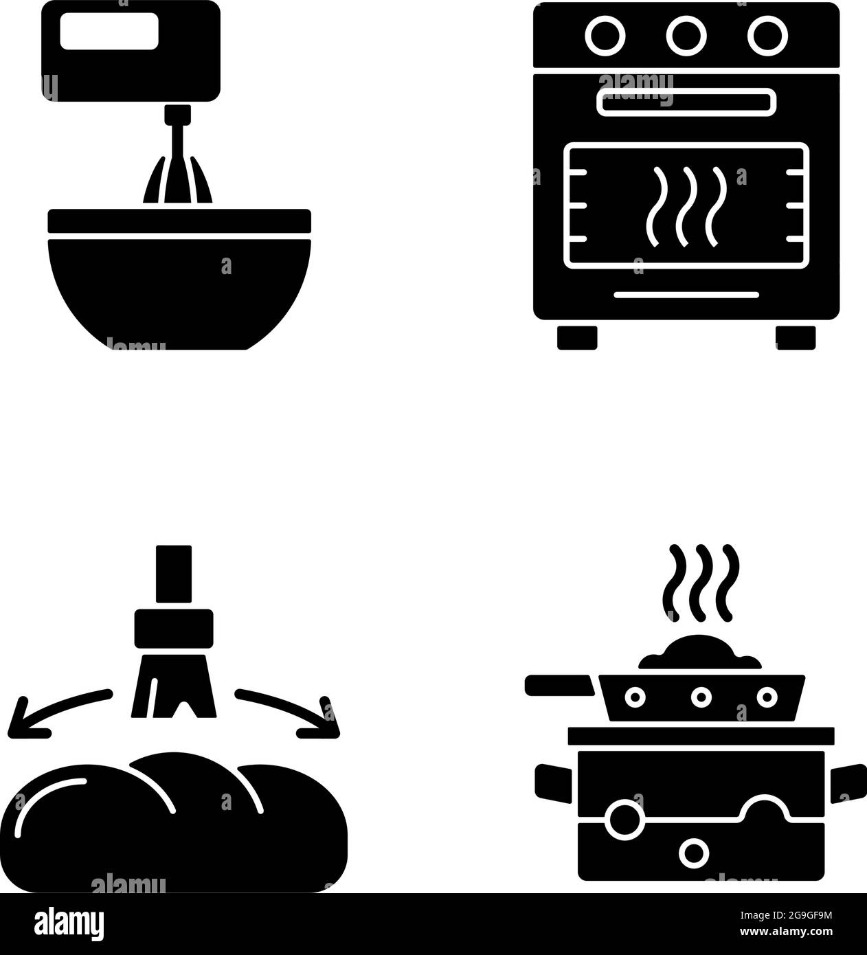 Cookery black glyph icons set on white space Stock Vector Image & Art ...
