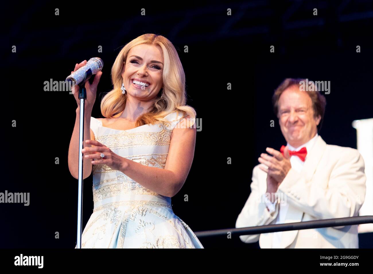 Katherine Jenkins performing on stage in Maldon, Essex, UK. Welsh ...