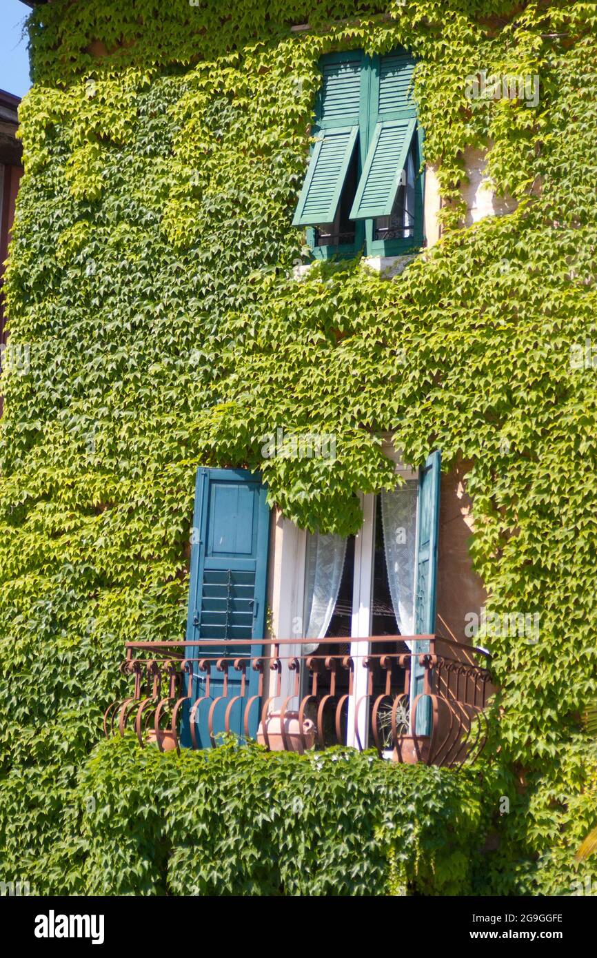 Balcony windows green shutters hi-res stock photography and images - Alamy