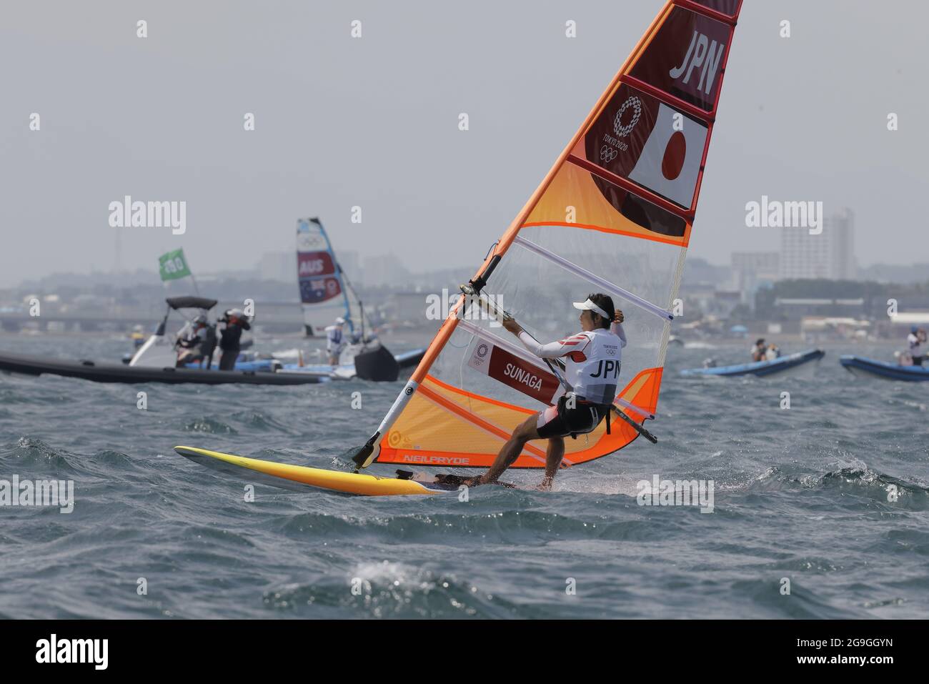 Kanagawa, Japan. 26th July, 2021. Yuki Sunaga (JPN) Sailing : Women's RS:X Windsurfing during ...
