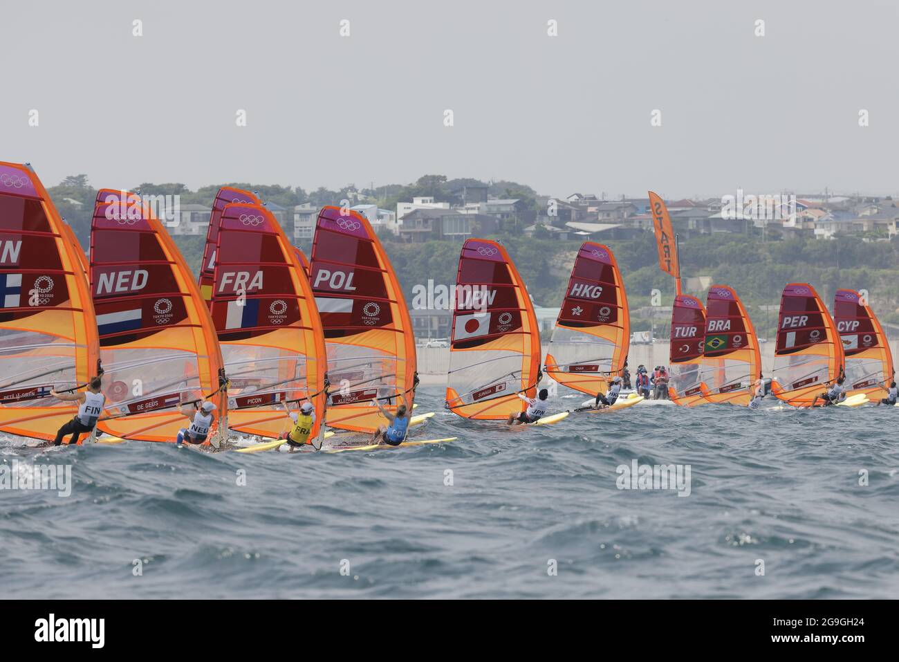 Kanagawa, Japan. 26th July, 2021. Yuki Sunaga (JPN) Sailing : Women's RS:X Windsurfing during ...