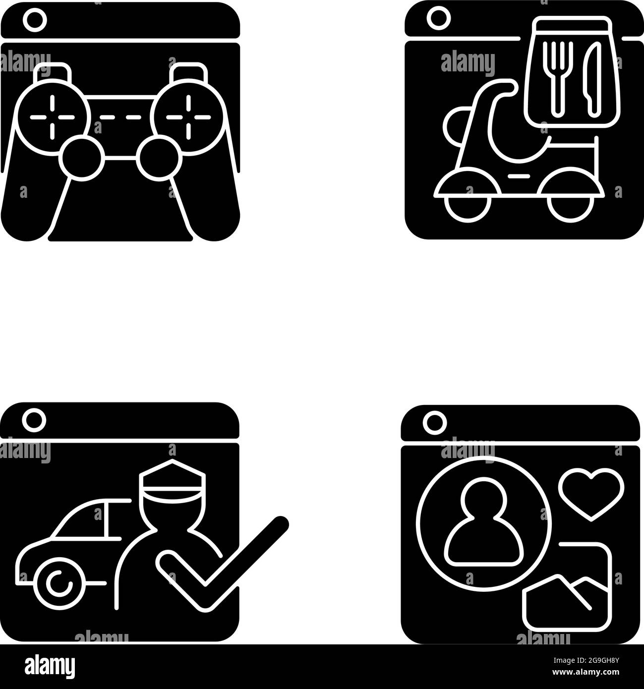 Platform business black glyph icons set on white space Stock Vector ...