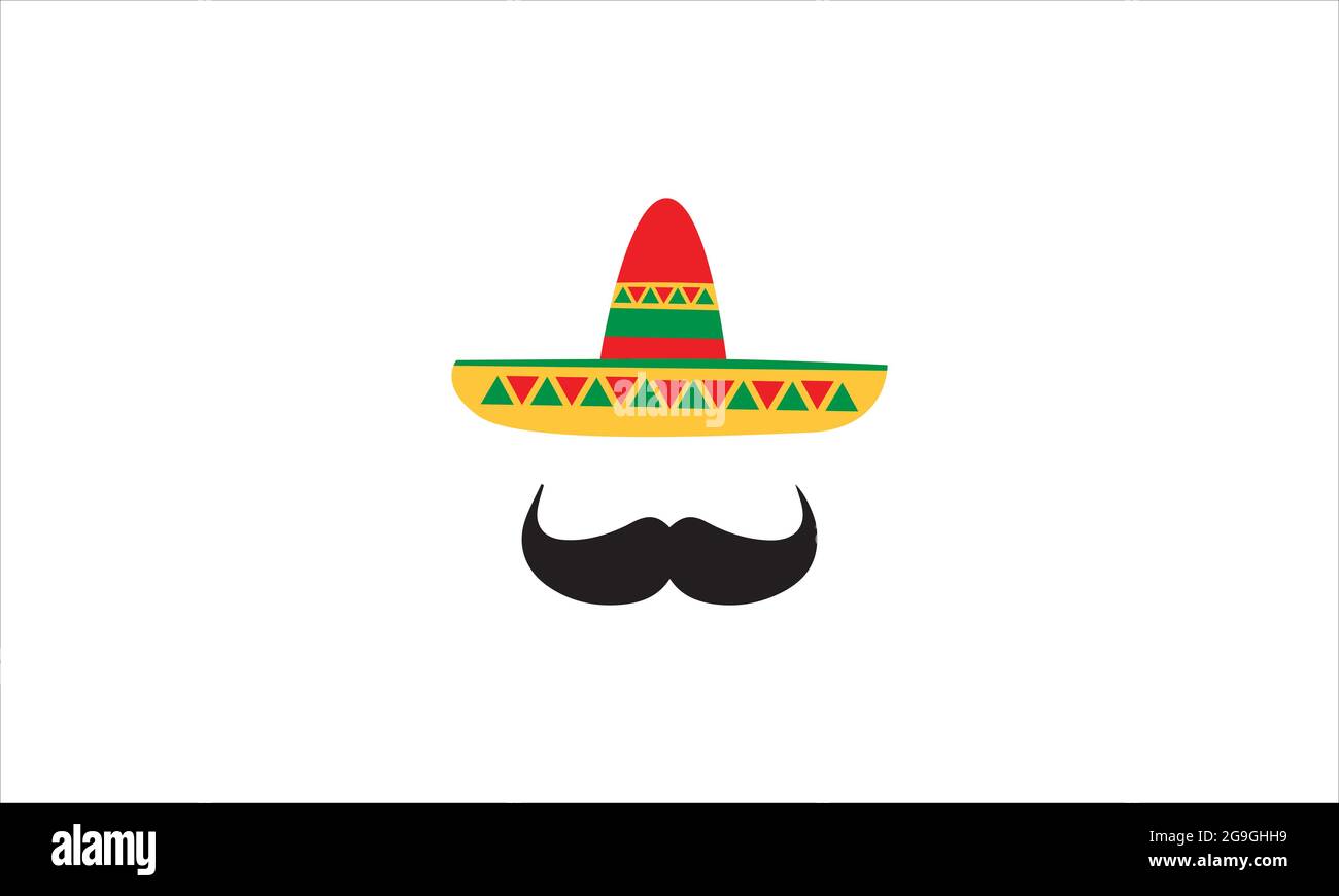 Mexican hat with moustache or mustache icons logo design vector ...