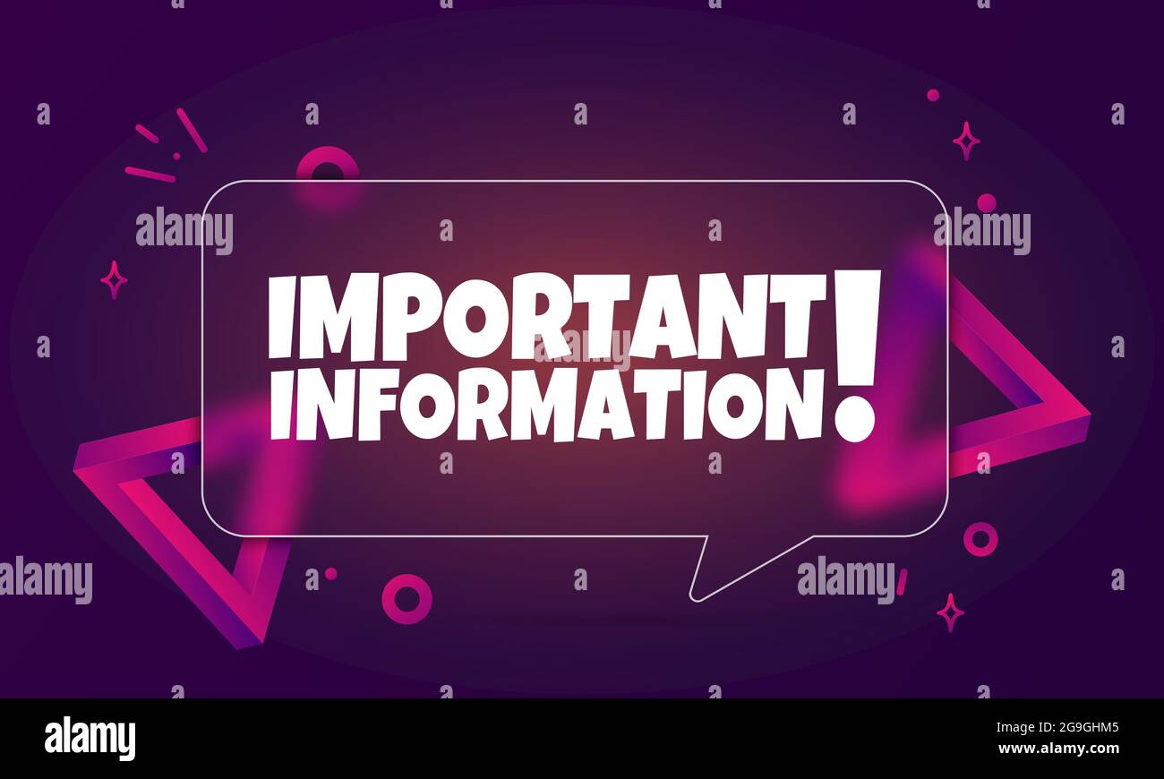 Important information. Speech bubble banner with Important information ...