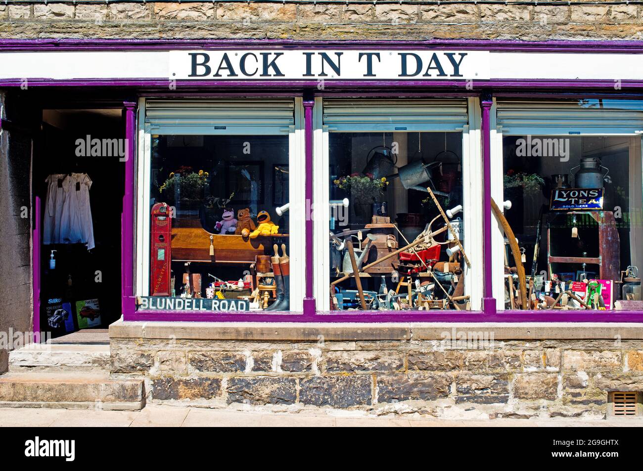 Back in T Day retro shop, Hawes, North Yorkshire, England Stock Photo ...