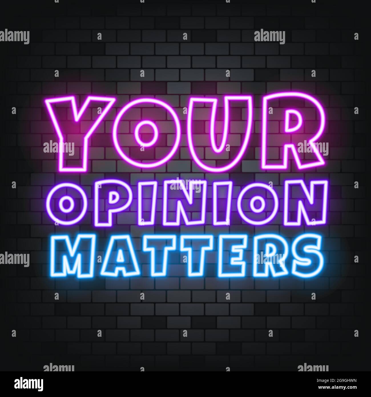 Your opinion metters neon text on the stone background. Your opinion ...
