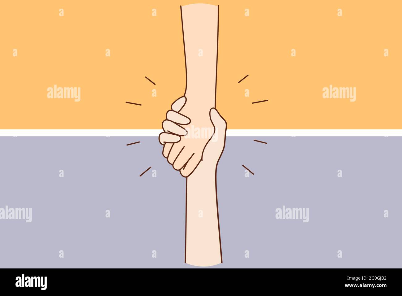 Helping hand, support, assistance concept. Hand of unrecognizable person holding another hand ...