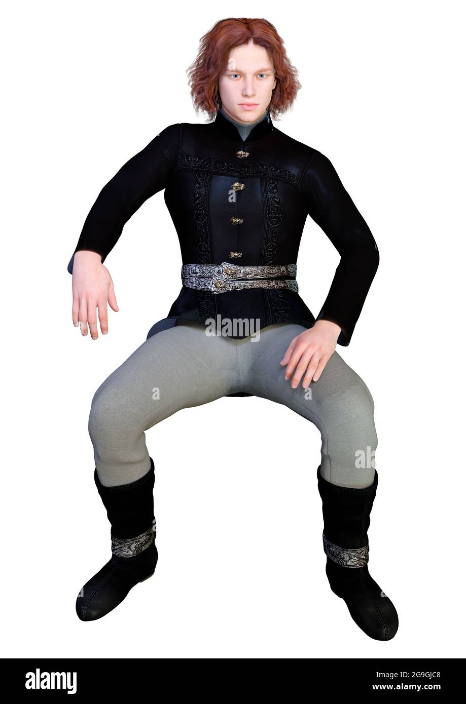 3D rendering of a fairy tale medieval prince isolated on white ...