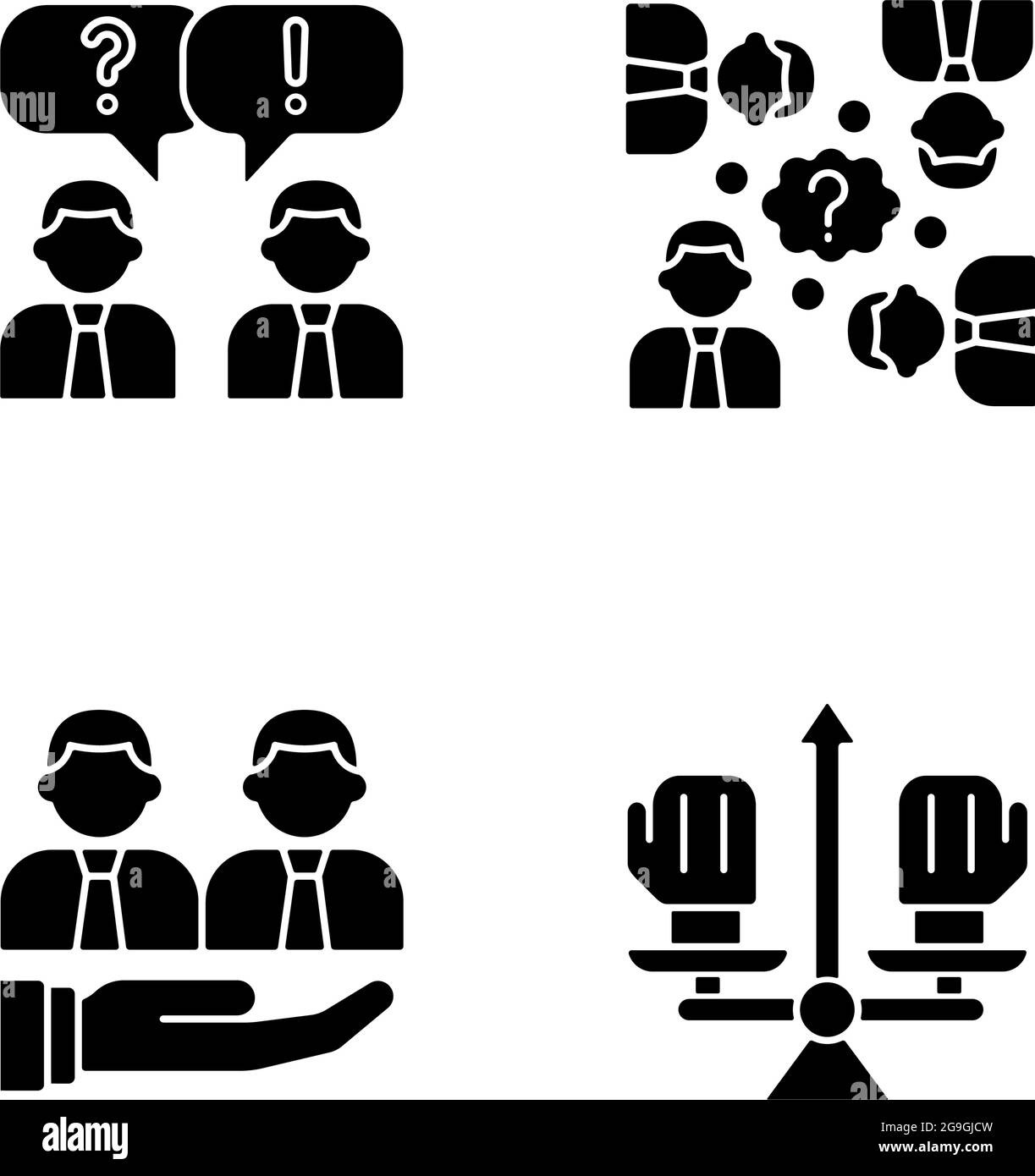 Collective work black glyph icons set on white space Stock Vector Image ...