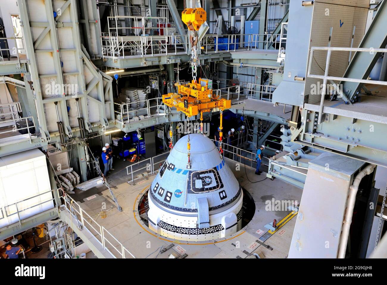 Boeing's CST-100 Starliner spacecraft is secured atop a United Launch ...