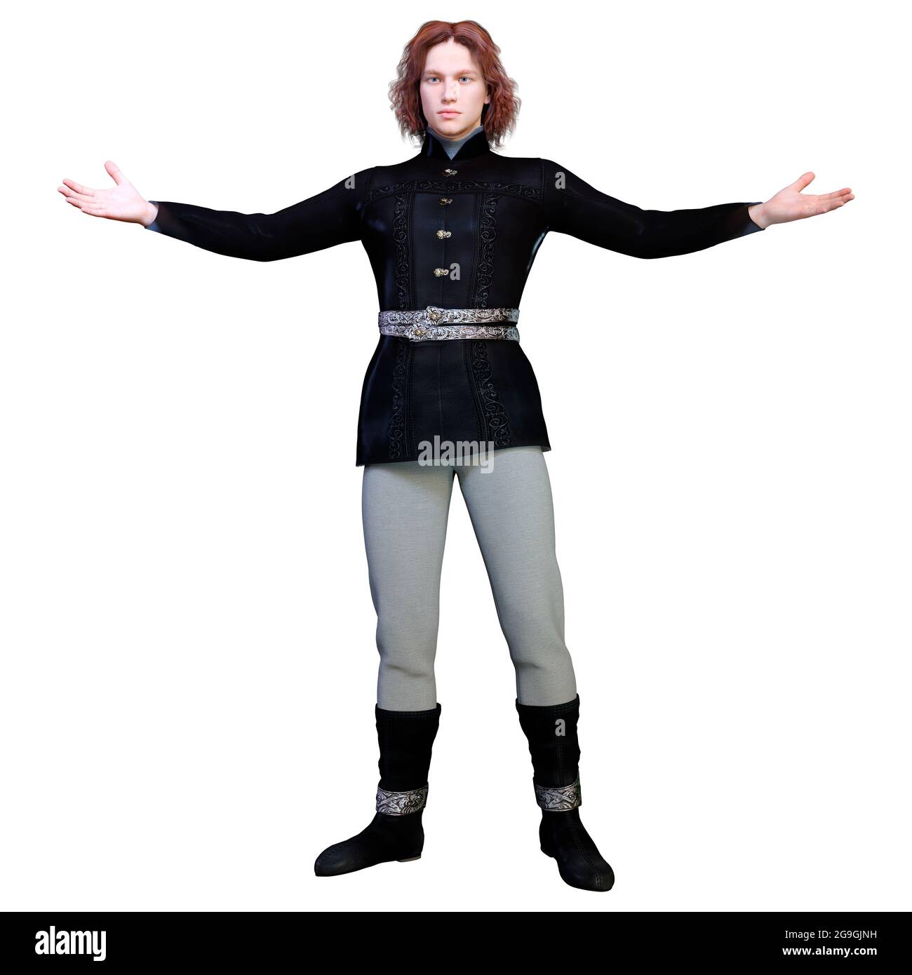 3D rendering of a fairy tale medieval prince isolated on white ...