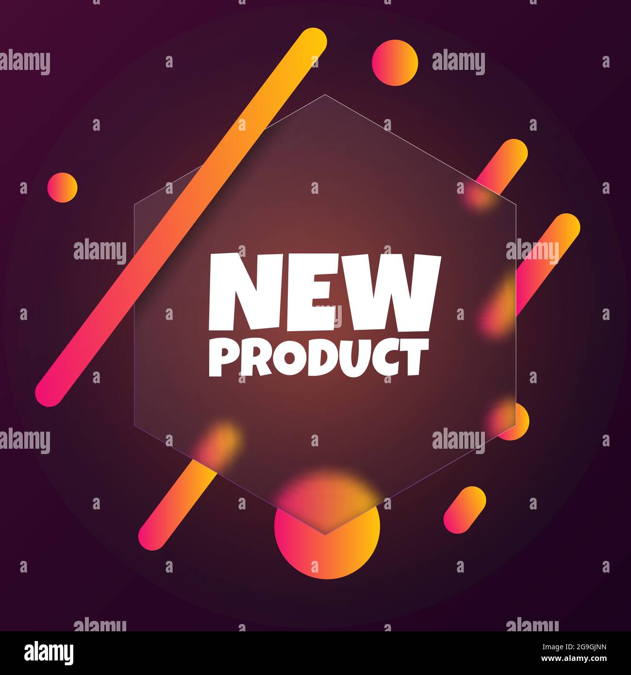 New product. Speech bubble banner with New product text. Glassmorphism ...