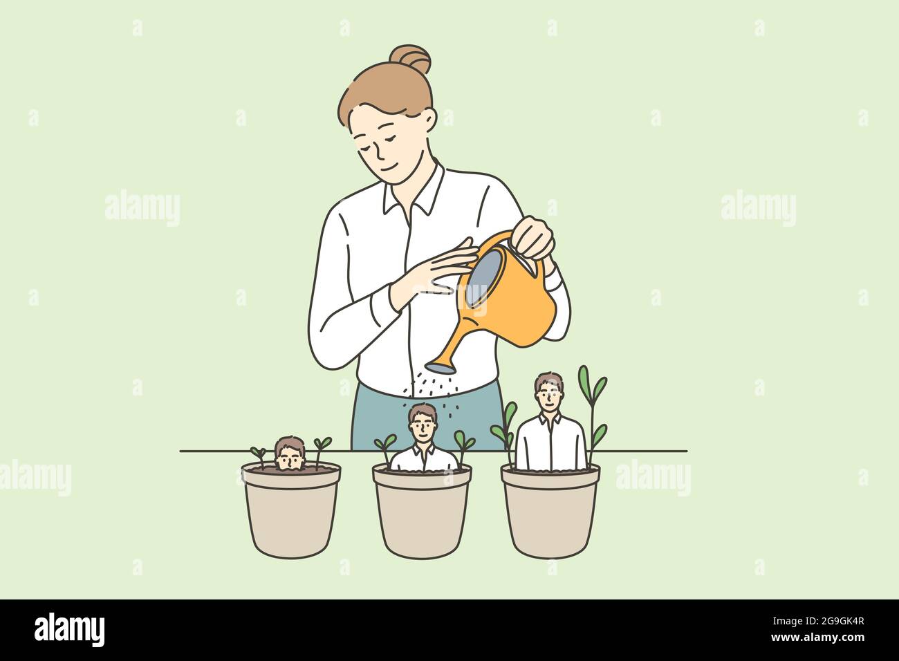 Human resources and career concept. Young woman recruiter cartoon ...