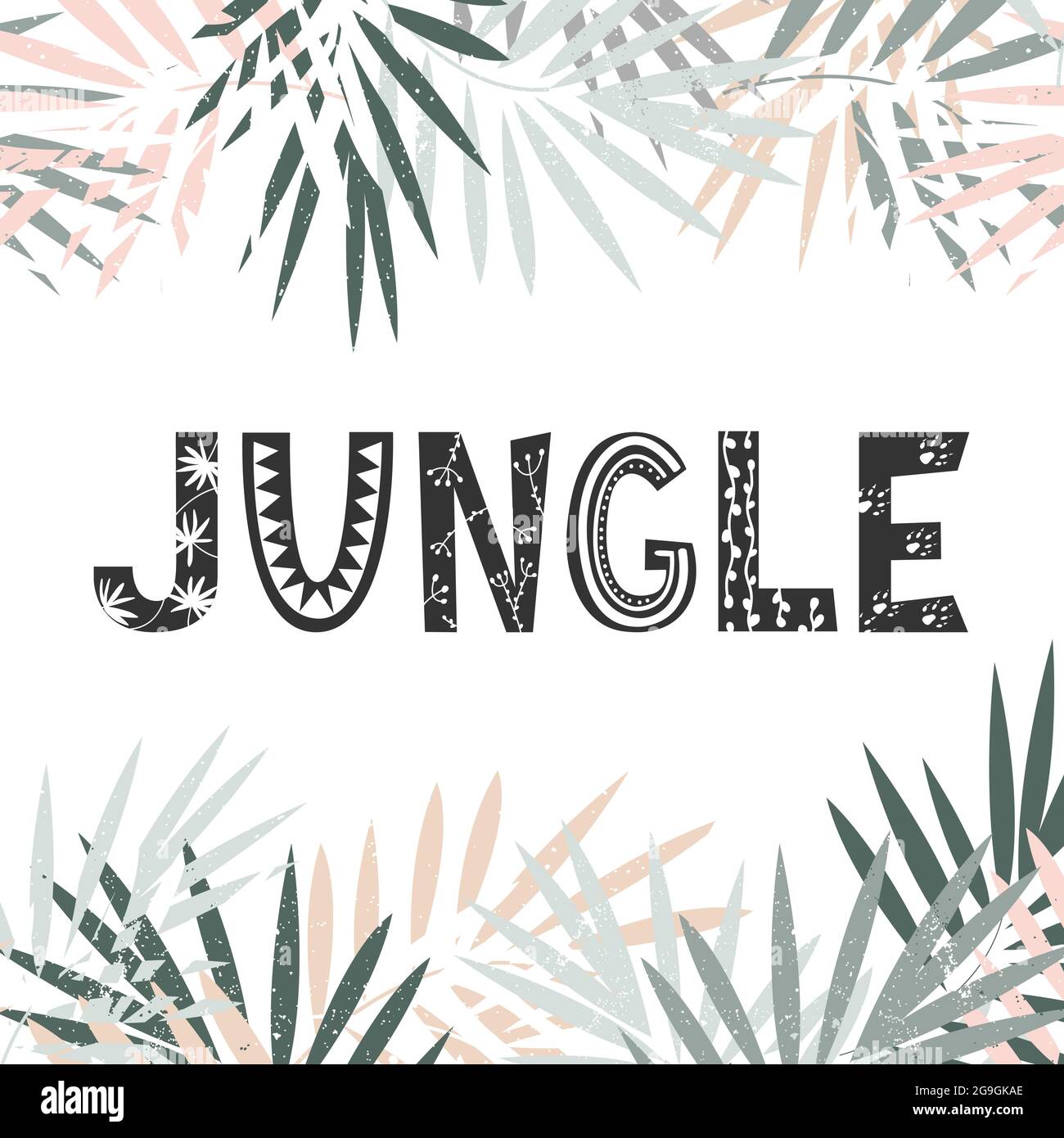 Frame from tropical leaf and Jungle lettering Stock Vector Image & Art ...
