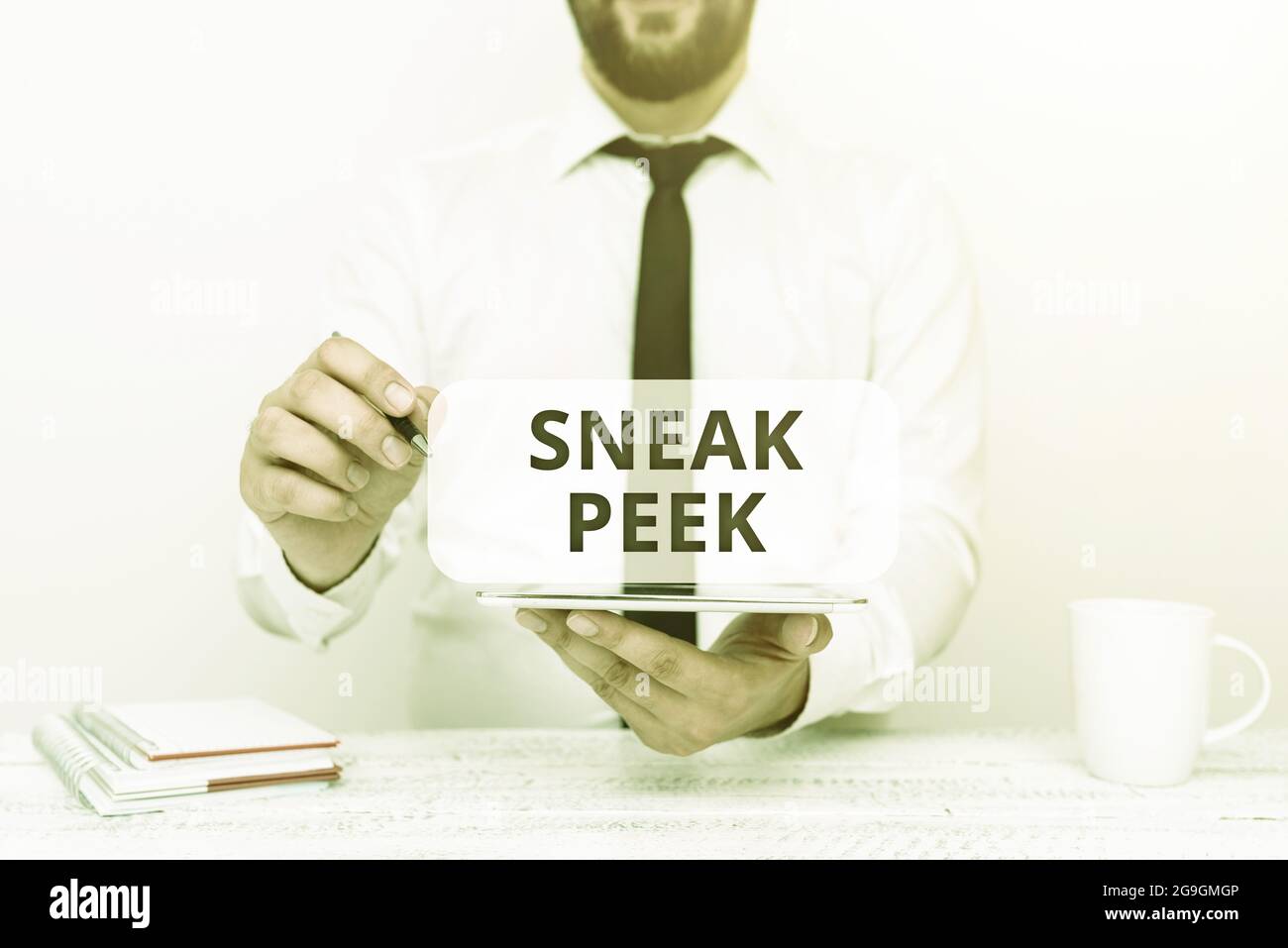 Writing displaying text Sneak Peek. Word Written on to see before ...