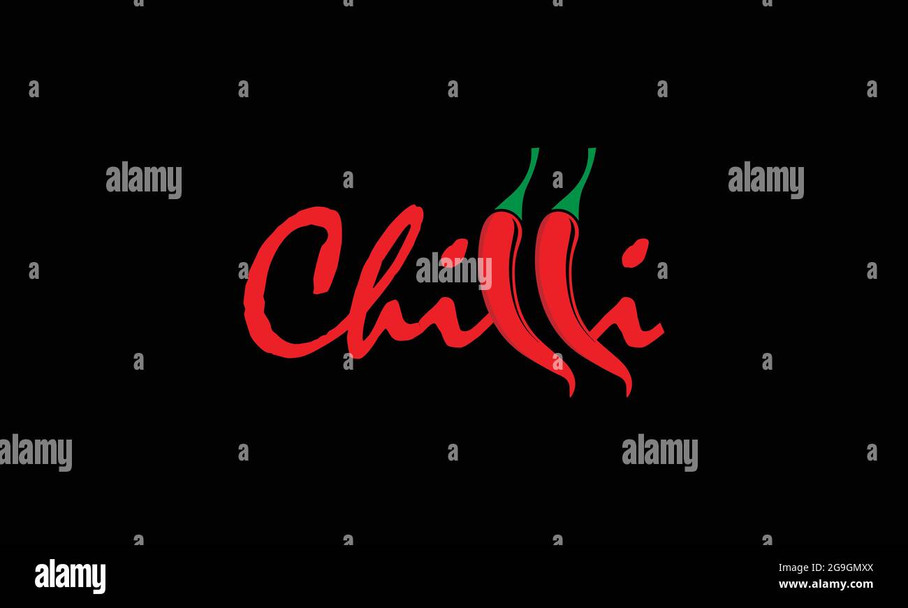 Pepper red chilli icon typographic logo vector illustration Stock ...